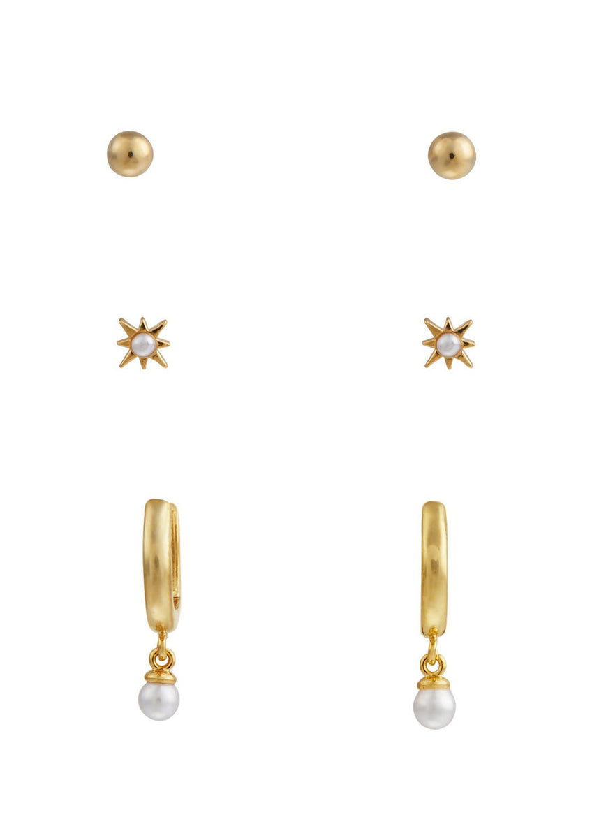 Pearl Drop Hoop & Starburst Pack Ear Stacking Set – KitiCymru