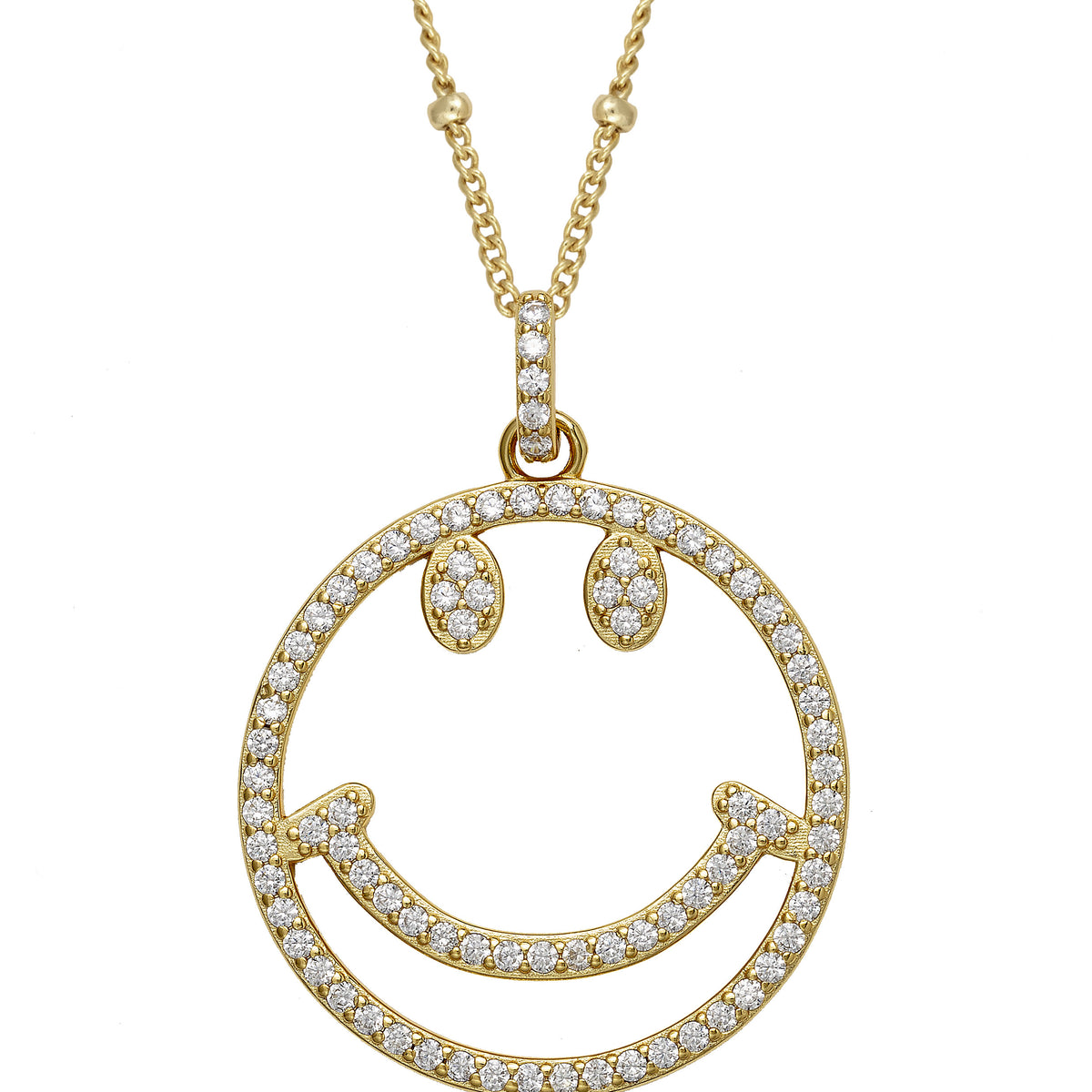 Atelier18 Zirconia Smile Pendant with 32" Belcher Chain